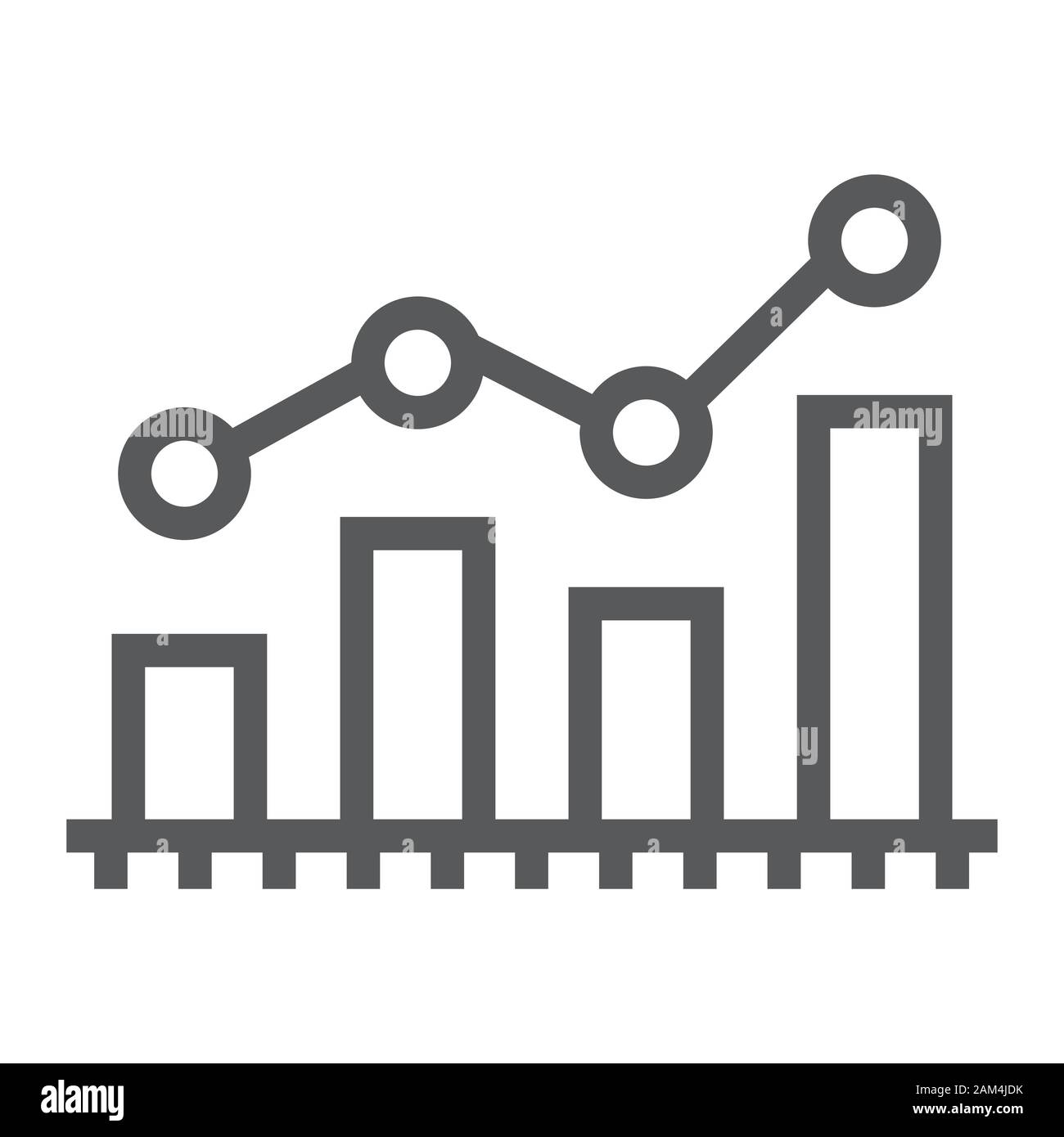 Bar chart analytics line icon, business and finance, graph sign, vector ...