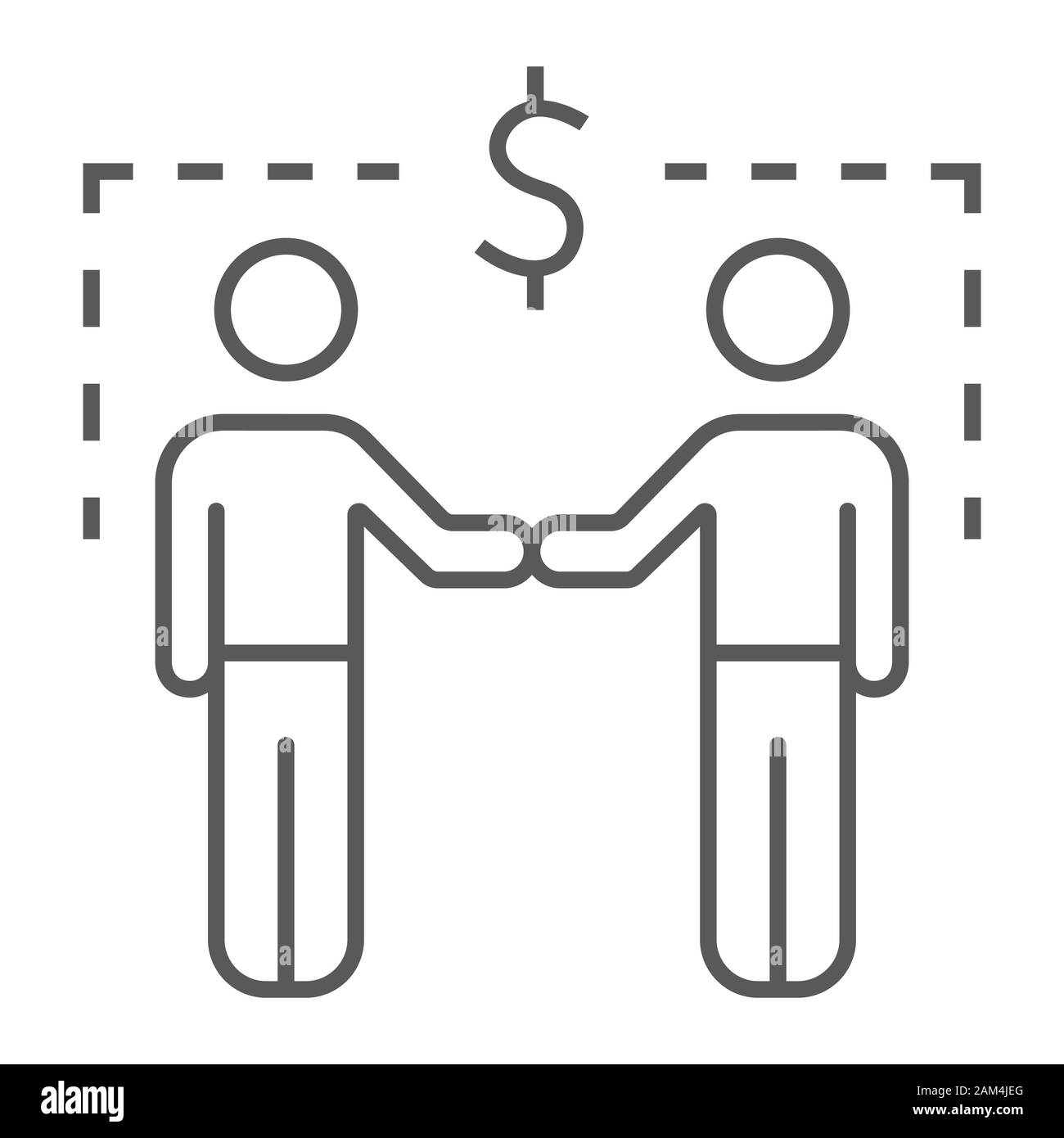 Business relationship thin line icon, business and handshake, two ...