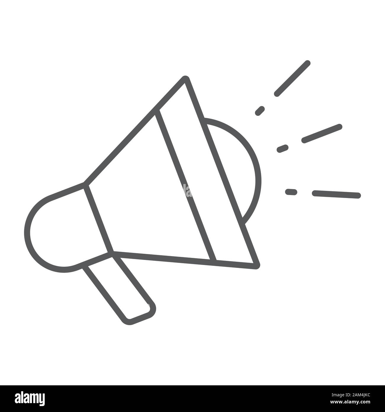 Digital marketing thin line icon, business and promotion, megaphone ...