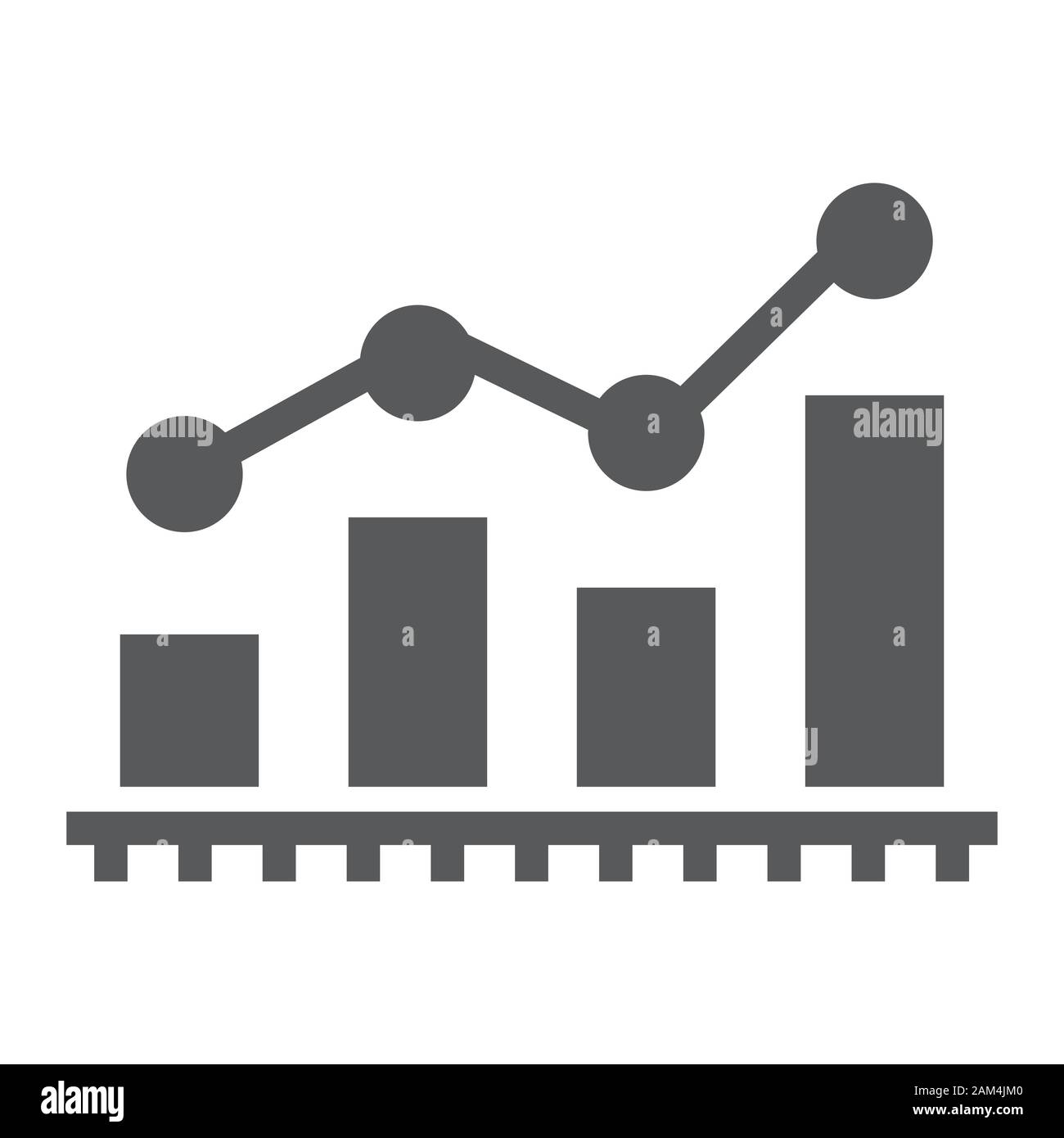 Bar chart analytics glyph icon, business and finance, graph sign, vector graphics, a solid ...