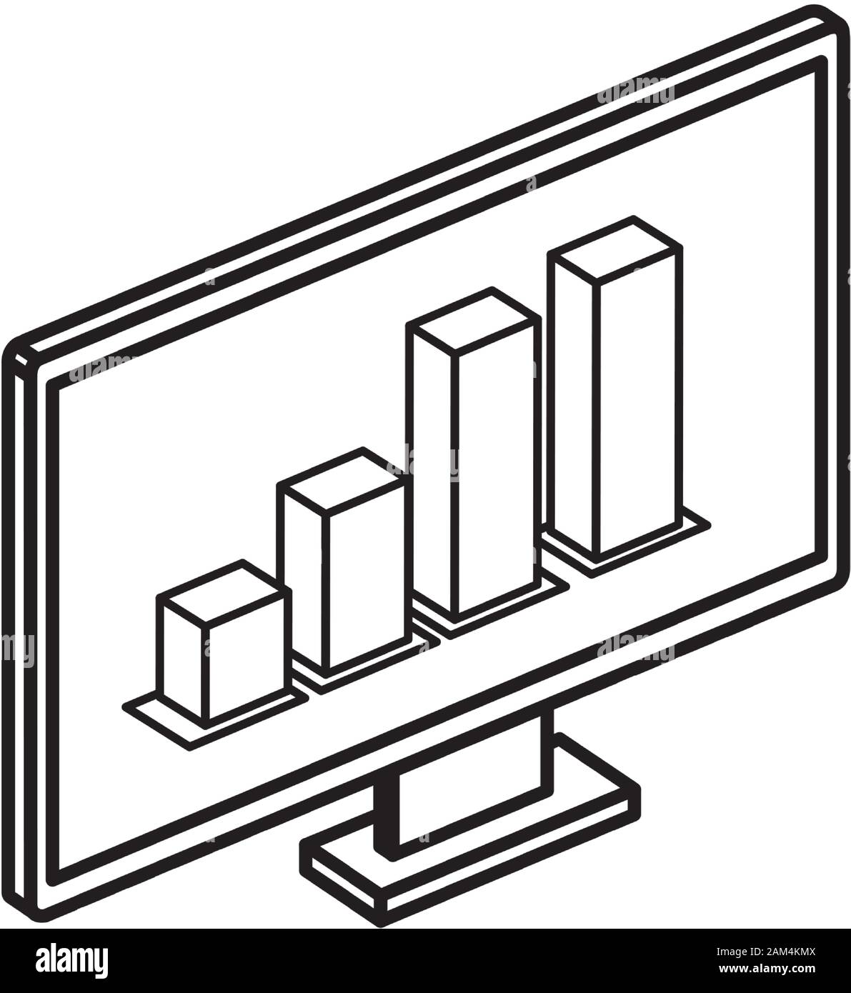 computer desktop with infographic isolated icon Stock Vector Image ...