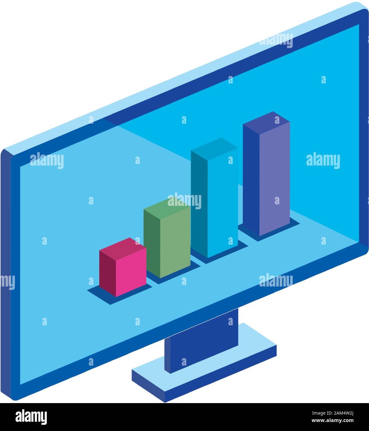 computer desktop with infographic isolated icon Stock Vector Image ...