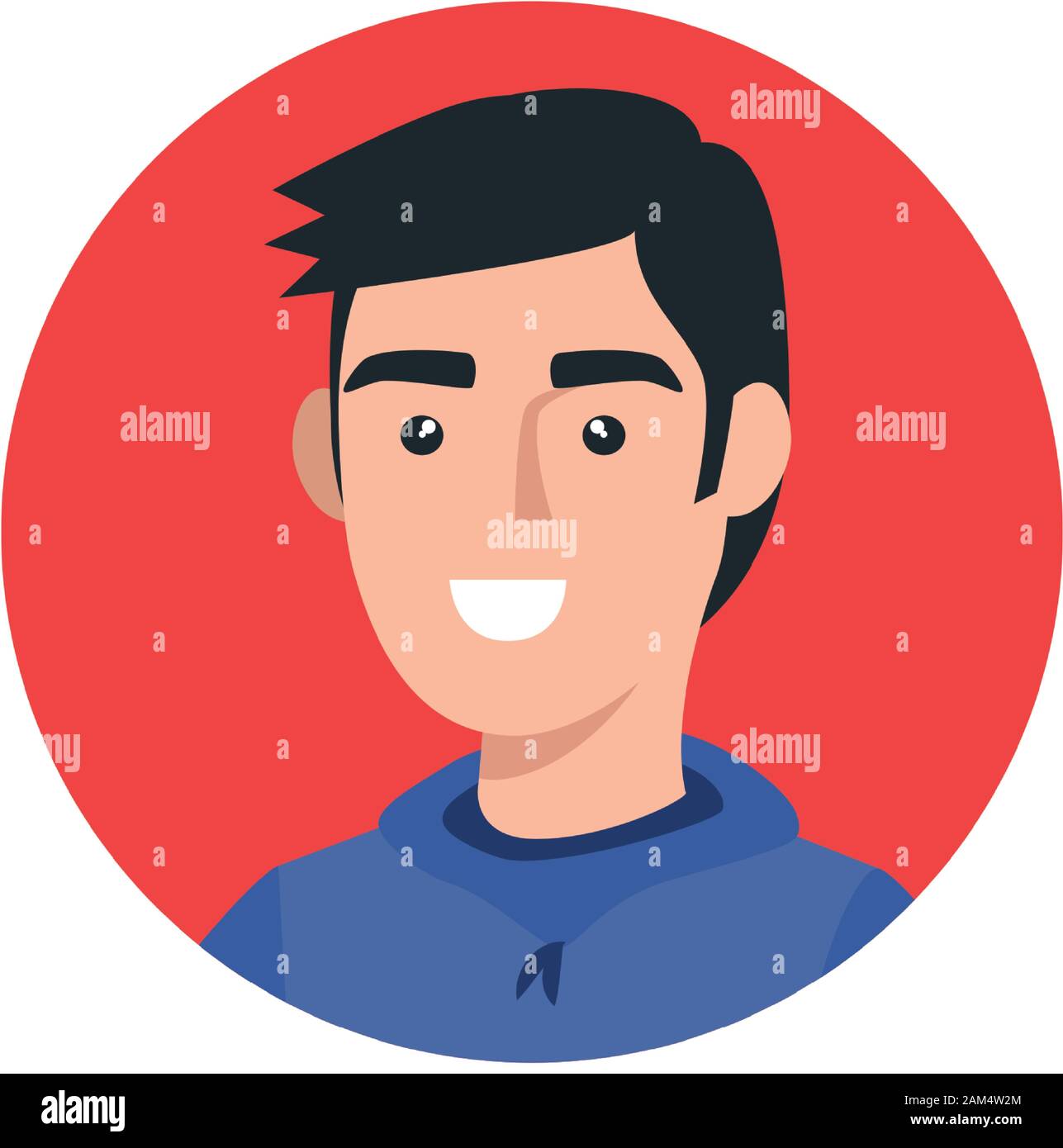 face young man in frame circular avatar character icon Stock Vector ...