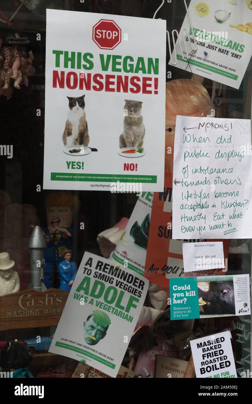 This vegan nonsense, shop window Stock Photo - Alamy