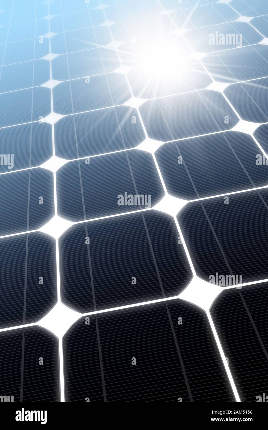 3D illustration of a close-up of a Solar Panel (photovoltaic panel ...