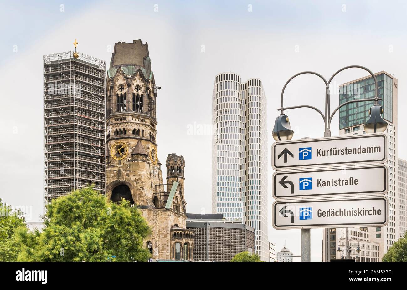 guideposts, parking in charlottenburg borough, kaiser wilhelm memorial ...