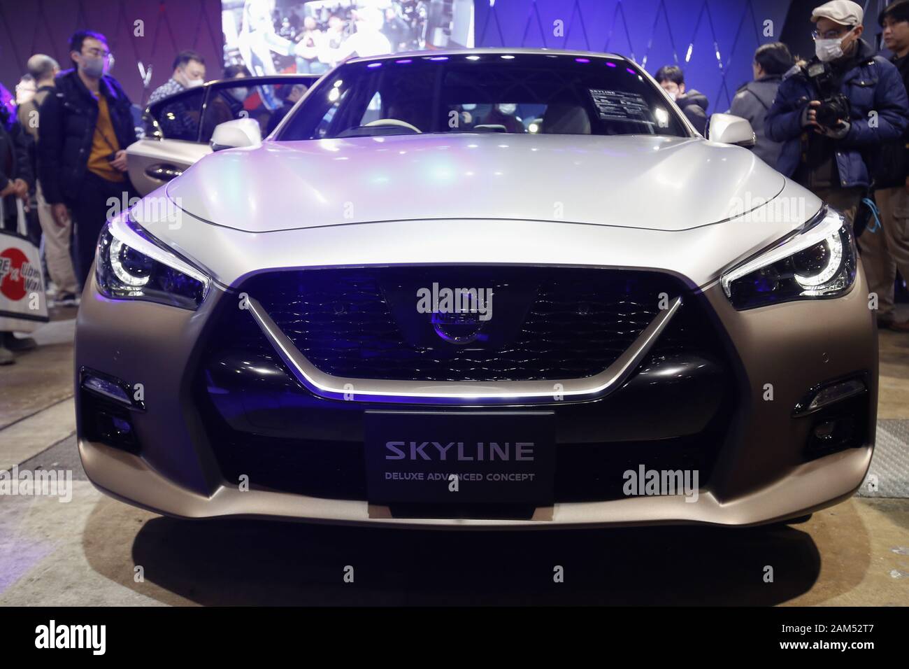Chiba, Japan. 11th Jan, 2020. The Nissan SKYLINE car on display during ...