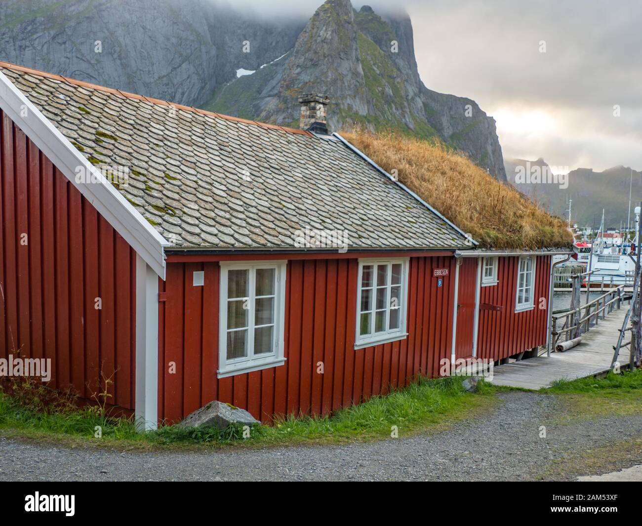 Traditional, red, wooden houses in Reine. Lofoten Norway. Europe Stock ...