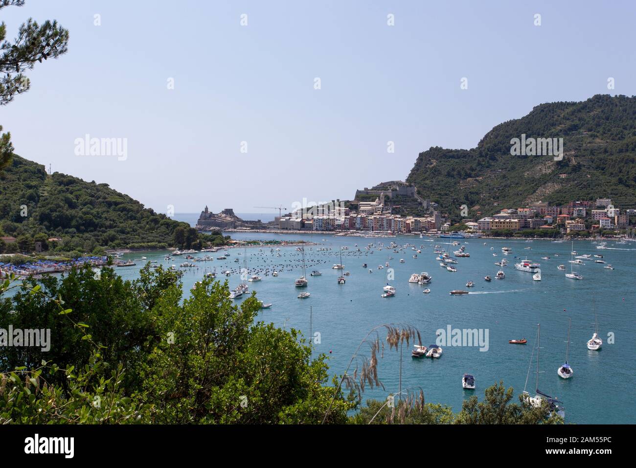 Palmaria, Italy - July 14, 2019: view of Portovenere from Palmaria ...