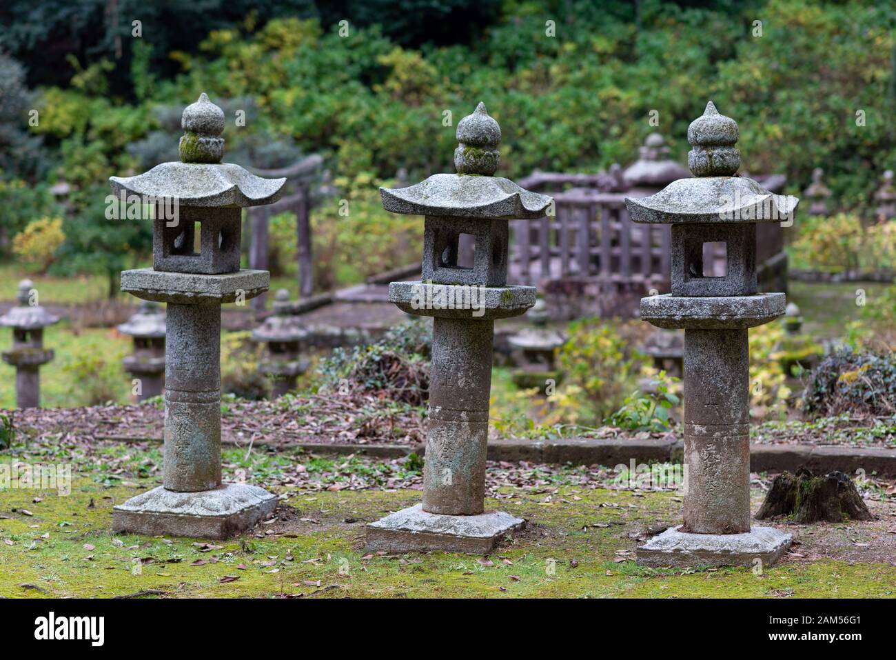Japanese traditional lanterns (Toro) in Gesshoji temple, Matsue ...