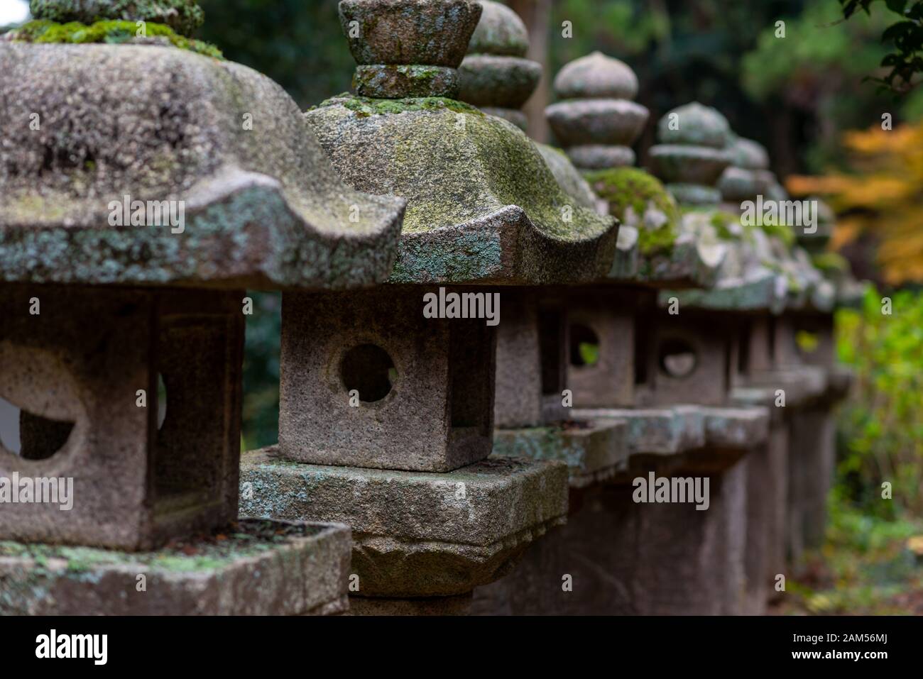 Japanese traditional lanterns (Toro) in Gesshoji temple, Matsue ...