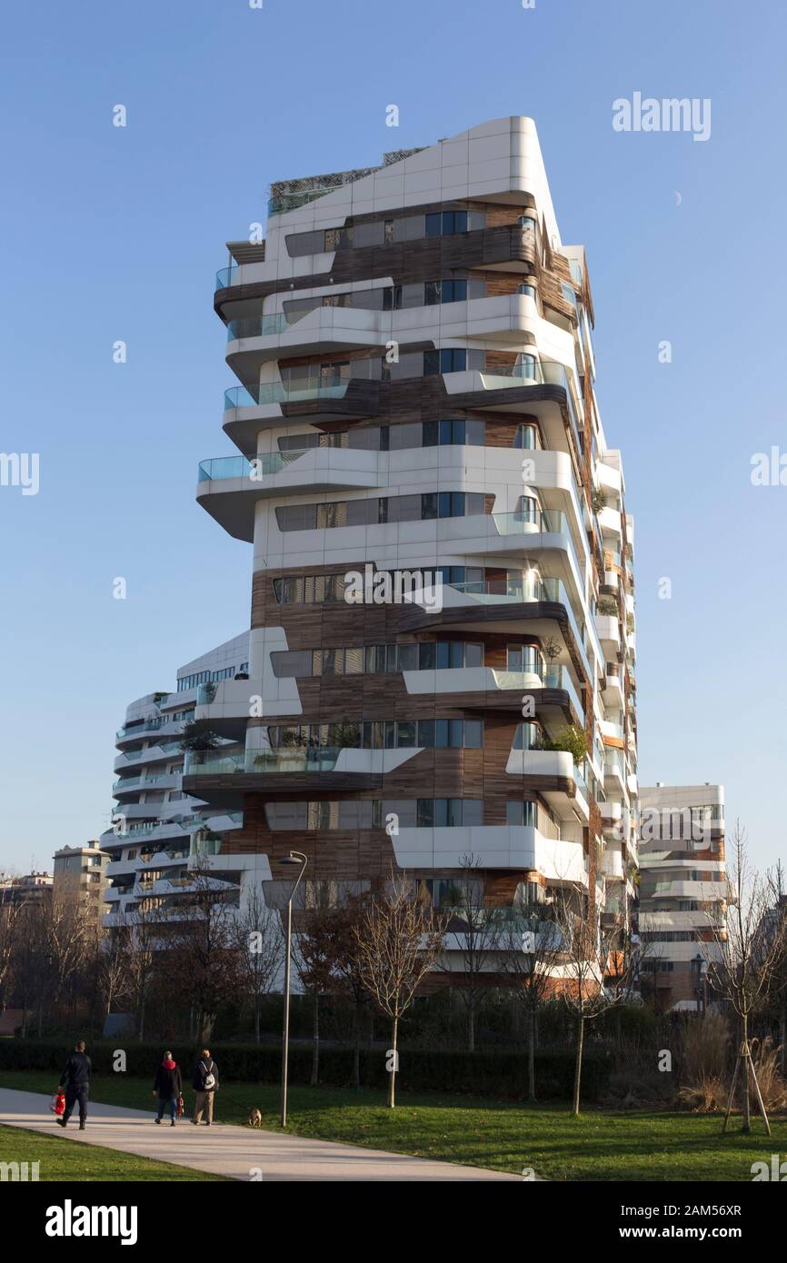 Milan, Italy - January 1, 2020: new CityLife district in Milan. This ...