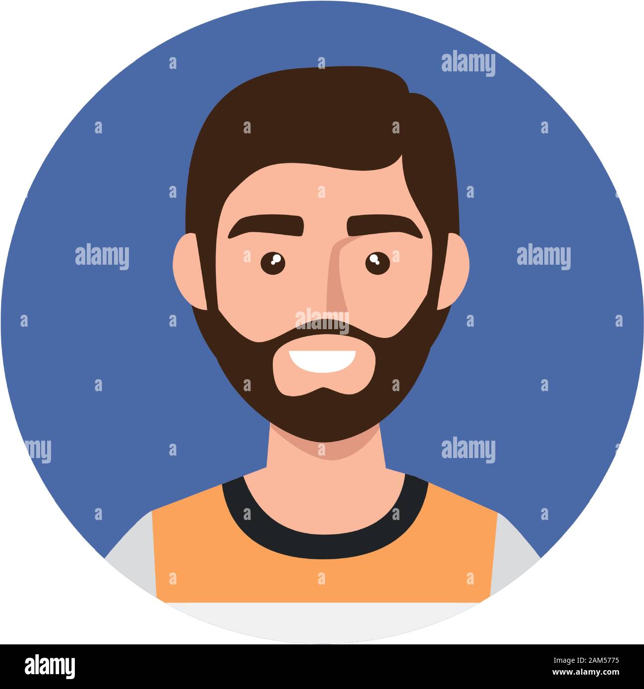 face young man in frame circular avatar character icon Stock Vector ...