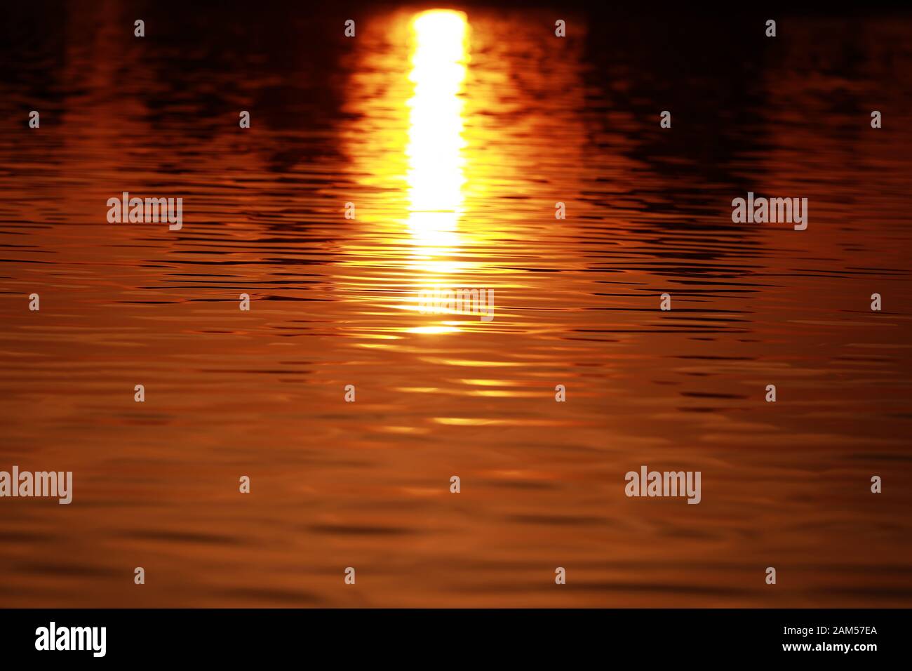 Sunset orange lake water reflection landscape. Sunset water reflection ...