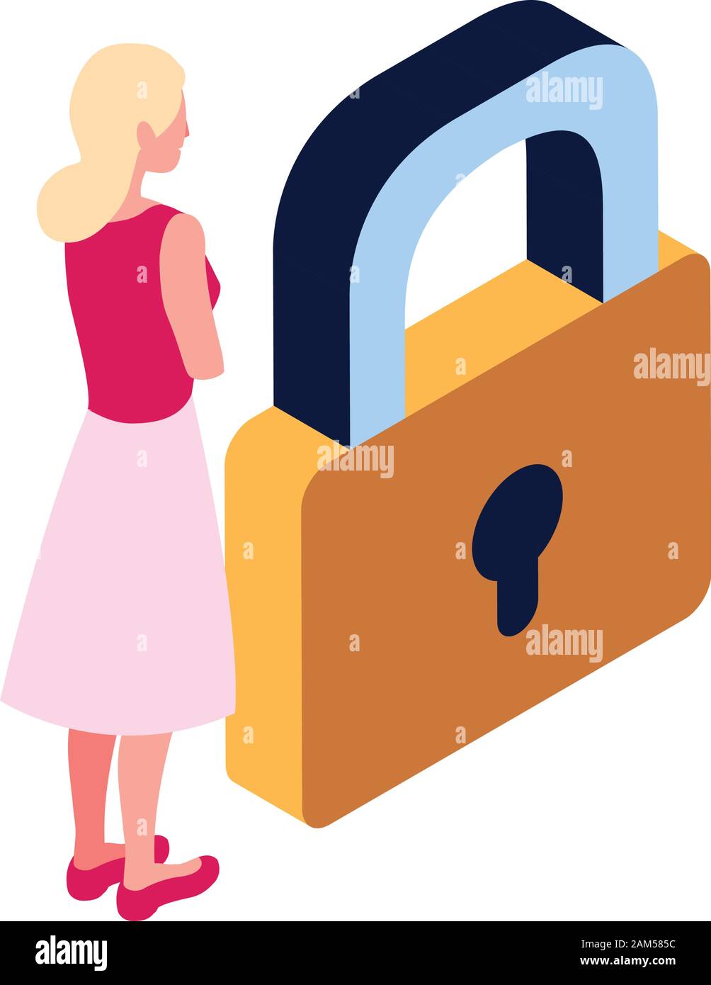 businessman holding padlock on white background vector illustration ...