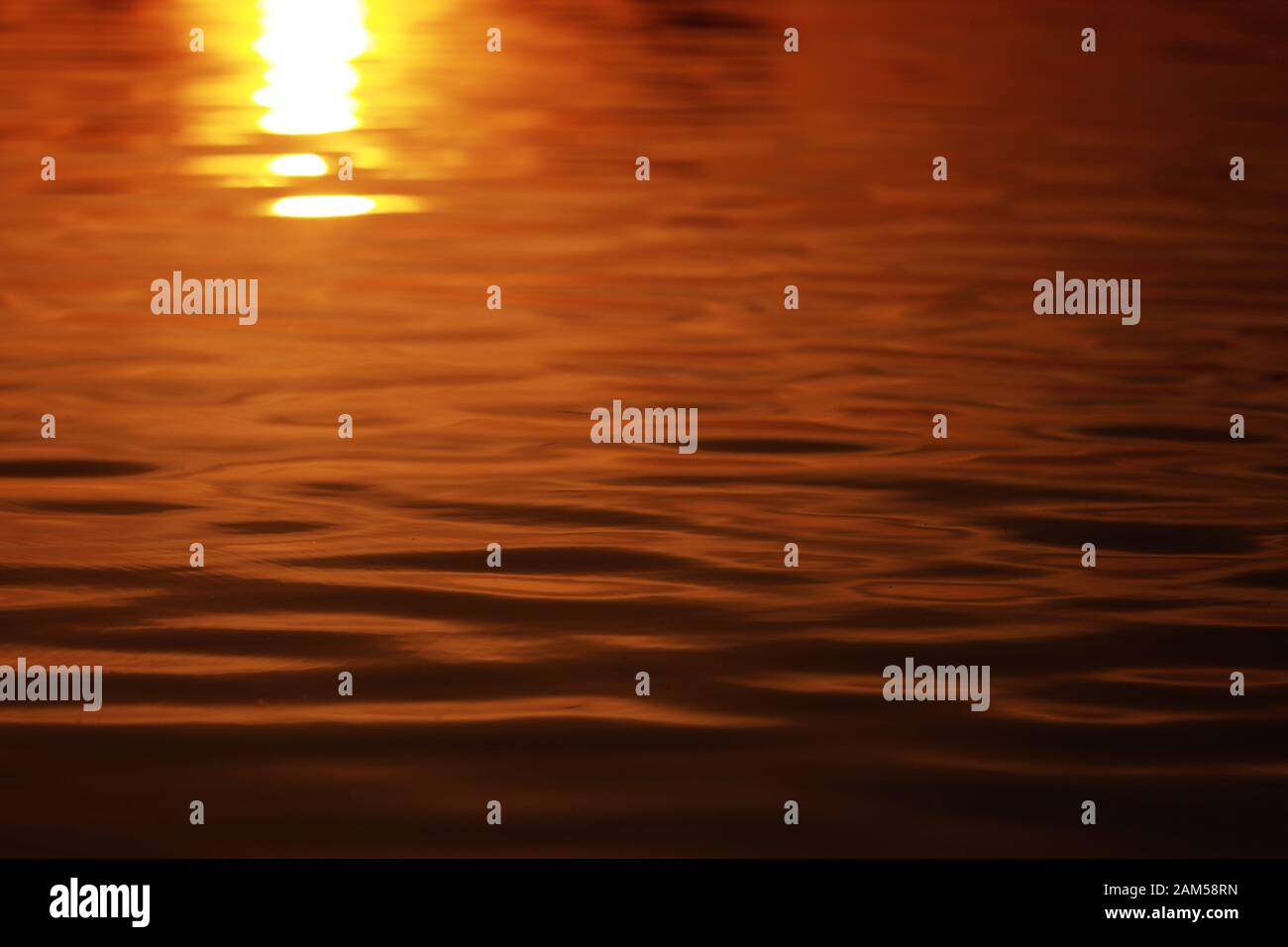 Sunset orange lake water reflection landscape. Sunset water reflection ...