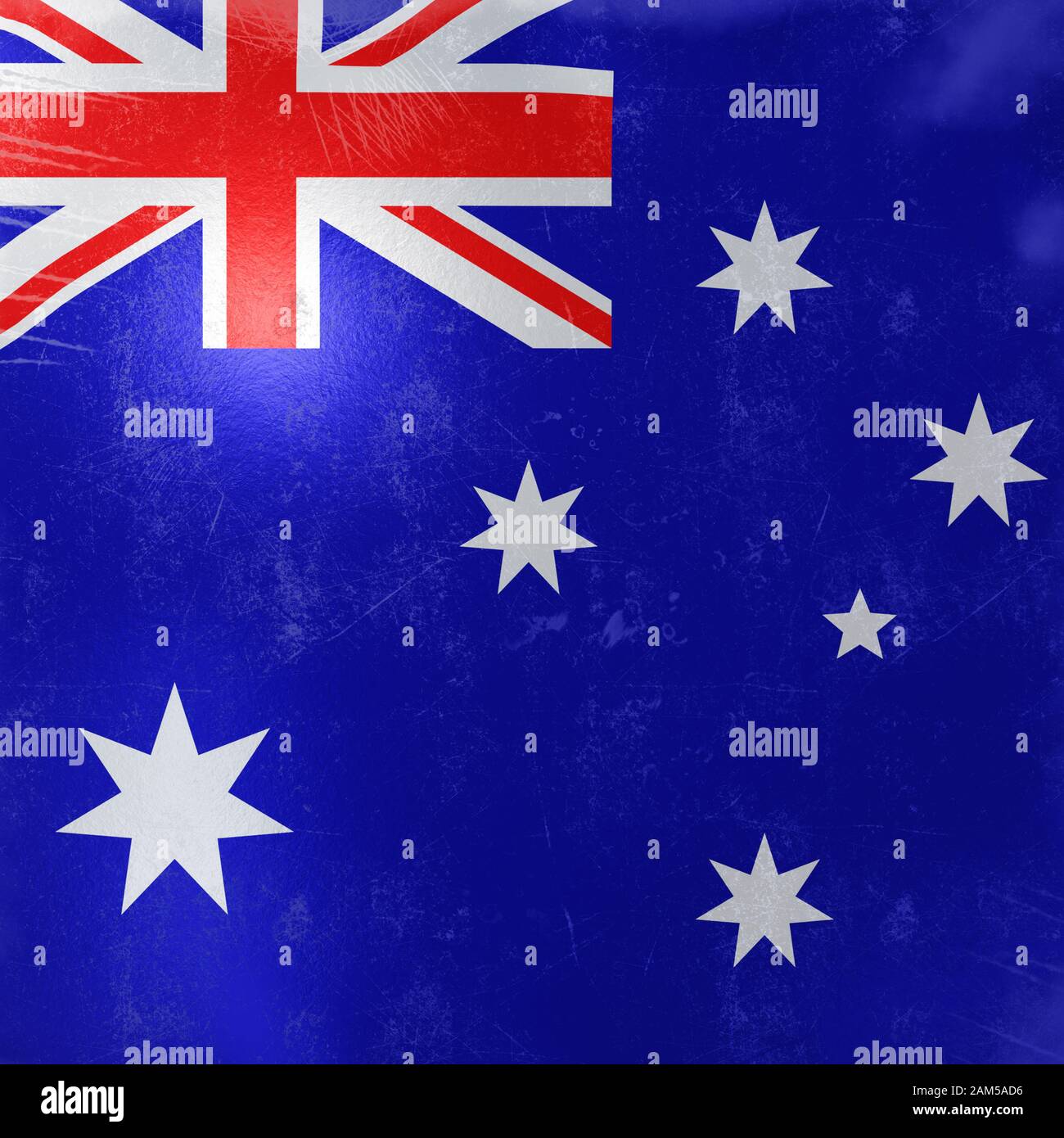 3d rendering of a rusty and old Australia flag on a metallic surface ...
