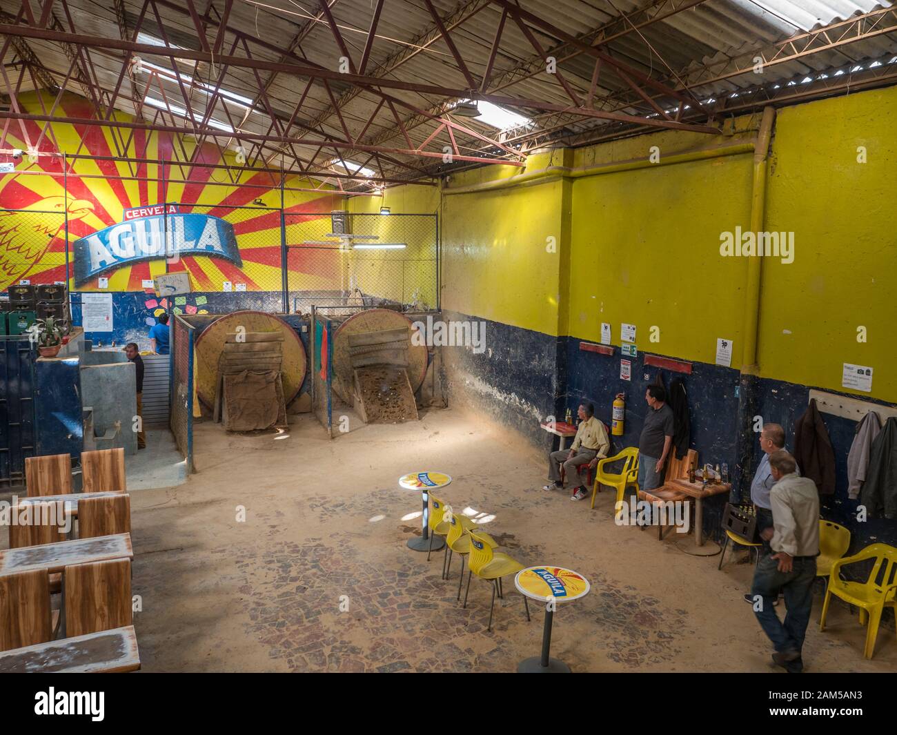 Bogota, Colombia - Septemebr 12, 2019: Colombian men are playing tejo ...