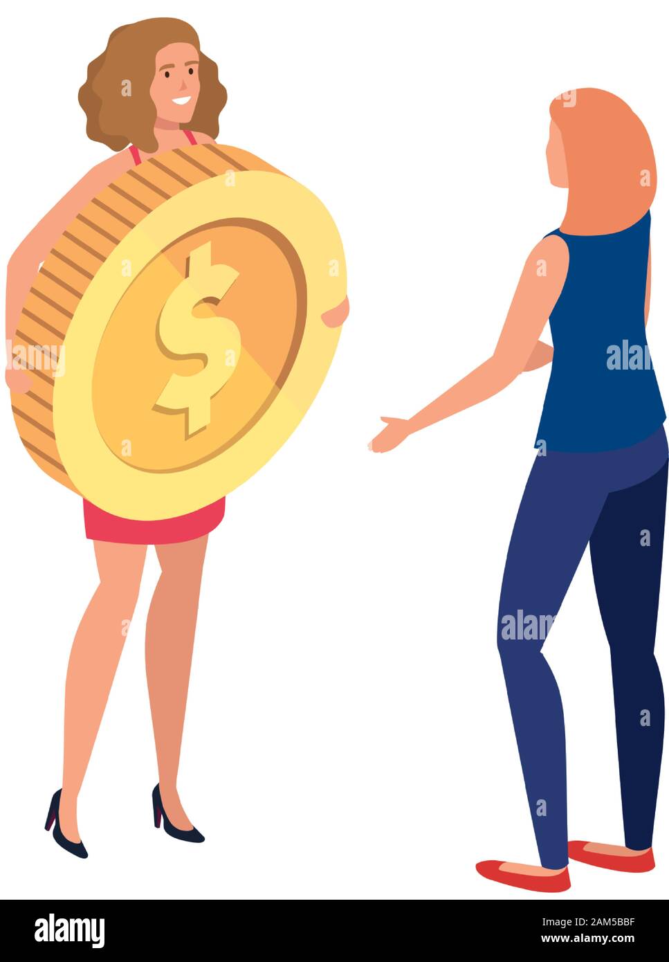 beautiful women with coin isolated icon Stock Vector Image & Art - Alamy