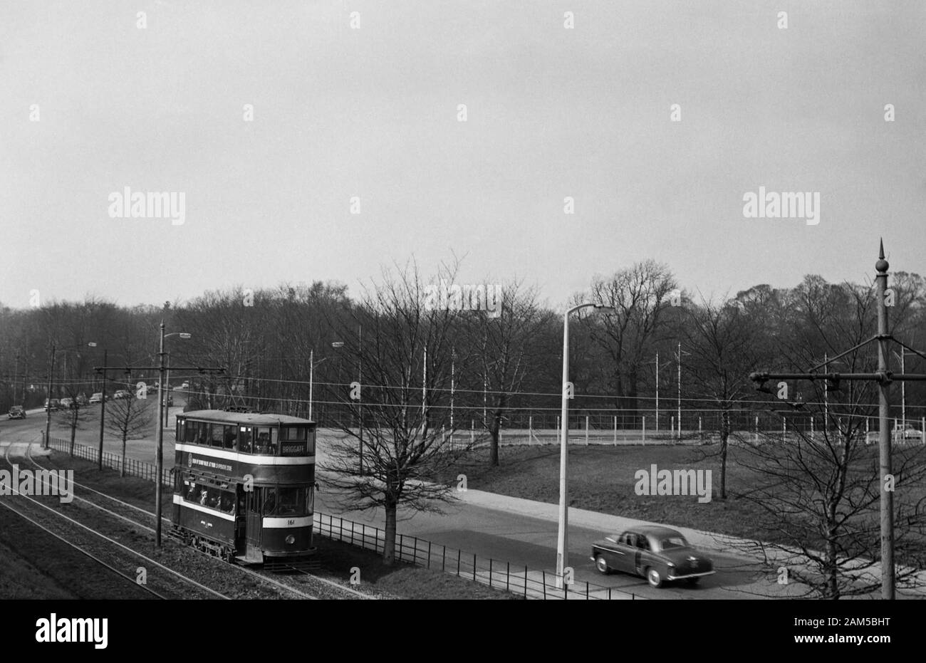 Leeds Standard Tram no 161 at Horsefield and on route to Briggate ...