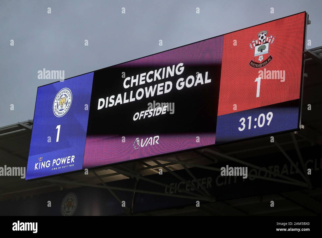 The big screen displays the VAR decision not to award a penalty during ...