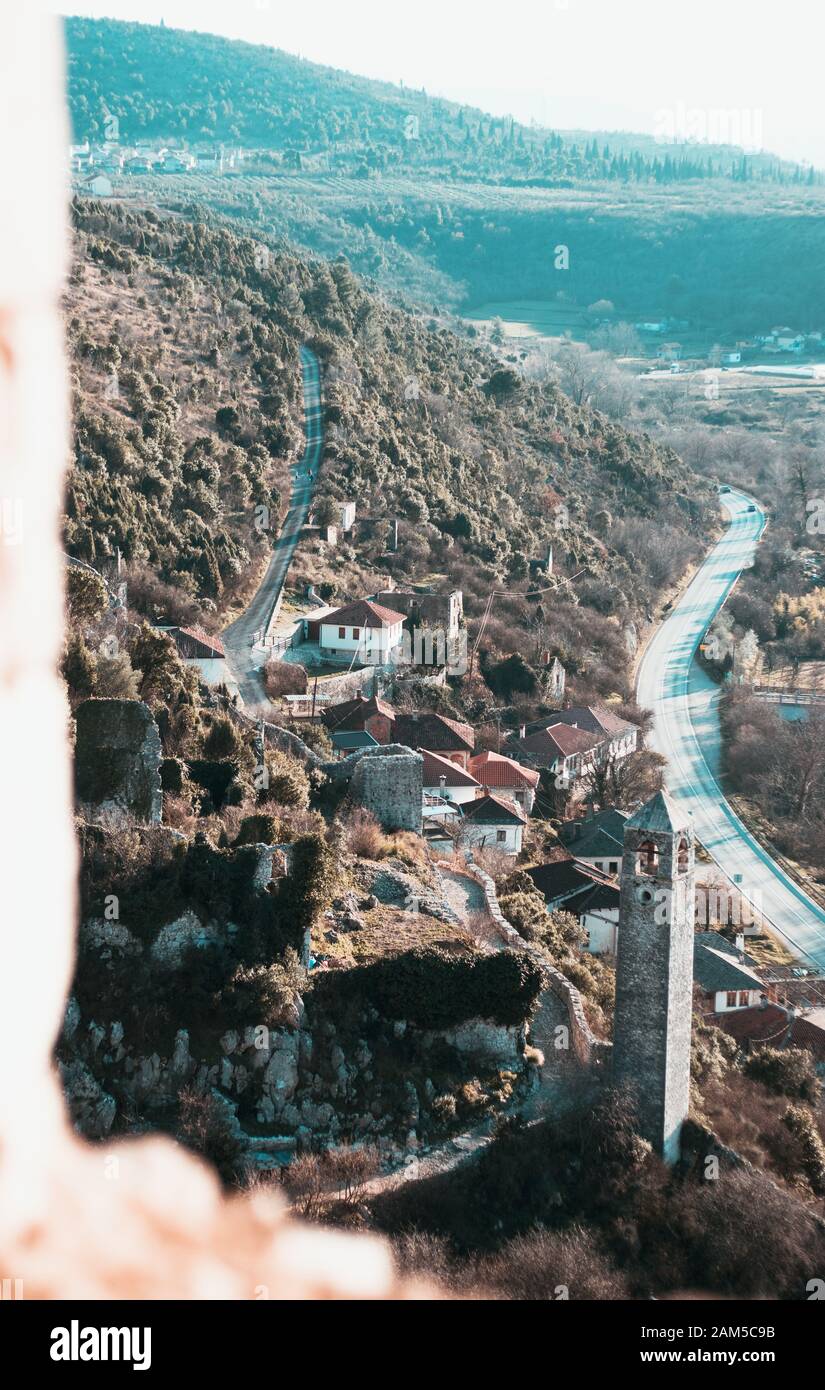 Historic village of Pocitelj, Bosnia and Herzegovina, seen from the ...