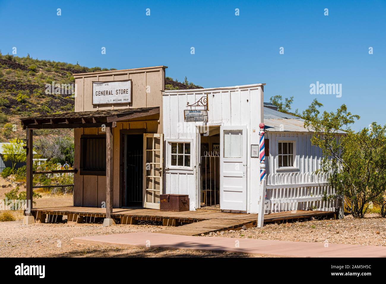 Pioneer Living History Museum: General Store & Barber Shop Stock Photo ...