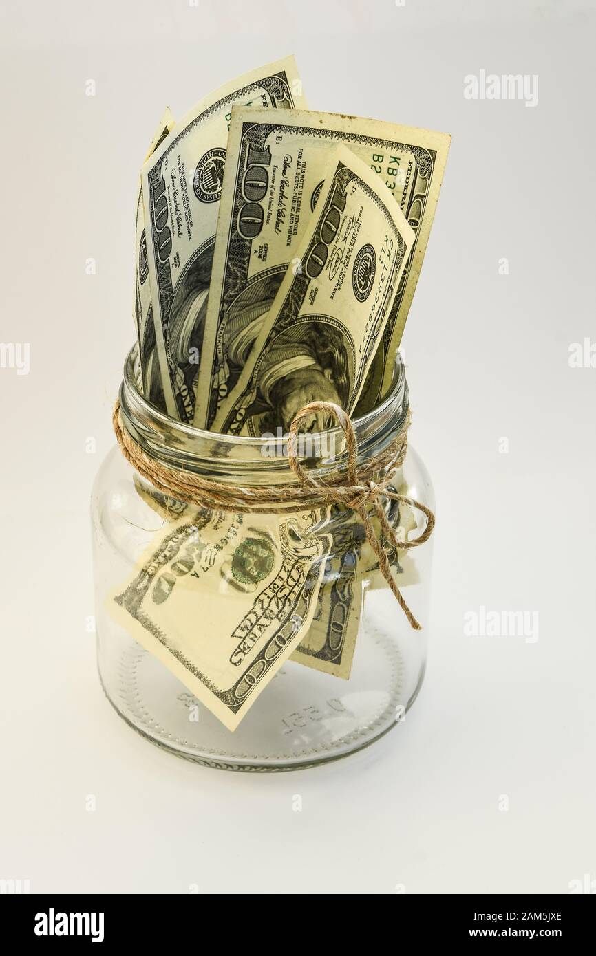 One Hundred Dollar Bills Jar High Resolution Stock Photography and ...