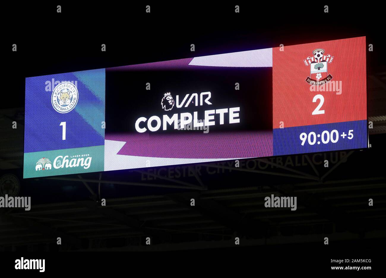 The big screen displays that the VAR has disallowed a goal for offside ...