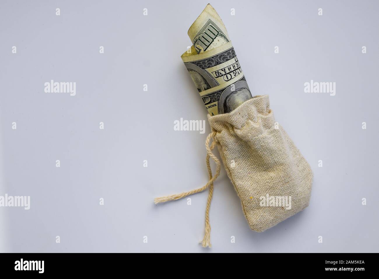 Money bag with dollars isolated on white background, business finance ...
