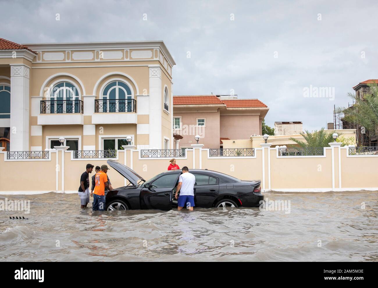 Dubai, United Arab Emirates, 11 January 2020: flooded streets of ...