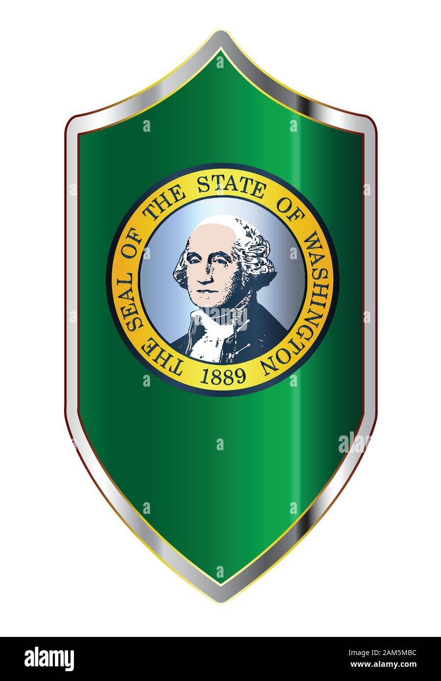 A typical crusader type shield with the state flag of Washington all ...