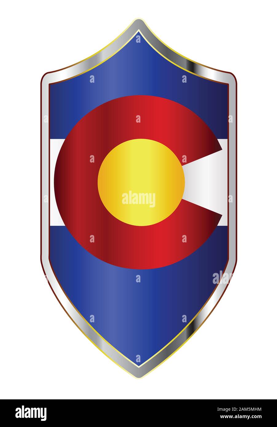 A typical crusader type shield with the state flag of Colorado all ...