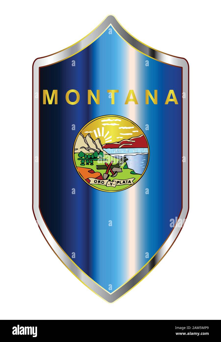 A typical crusader type shield with the state flag of Montana all ...