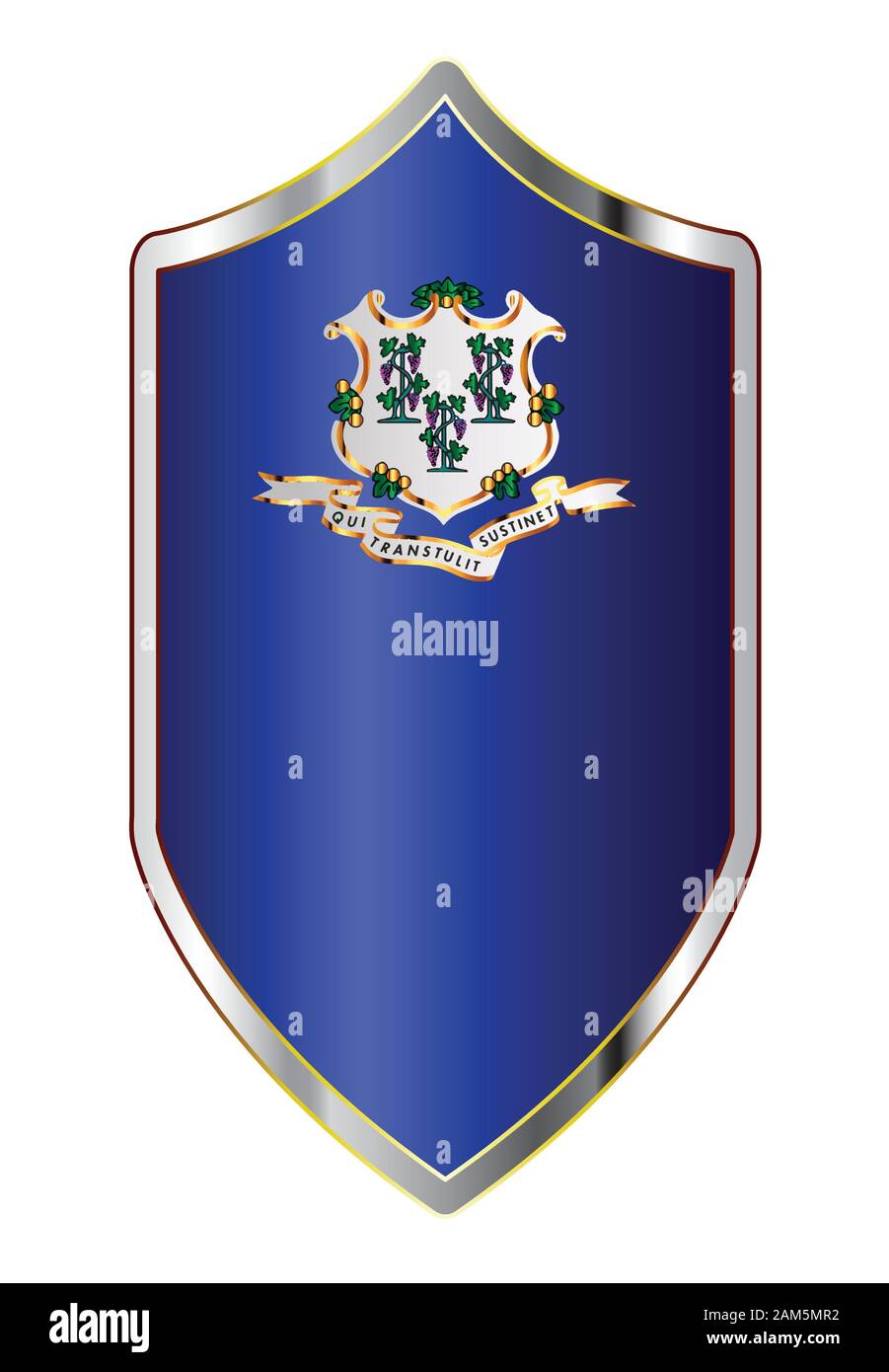 A typical crusader type shield with the state flag of Connecticut all ...