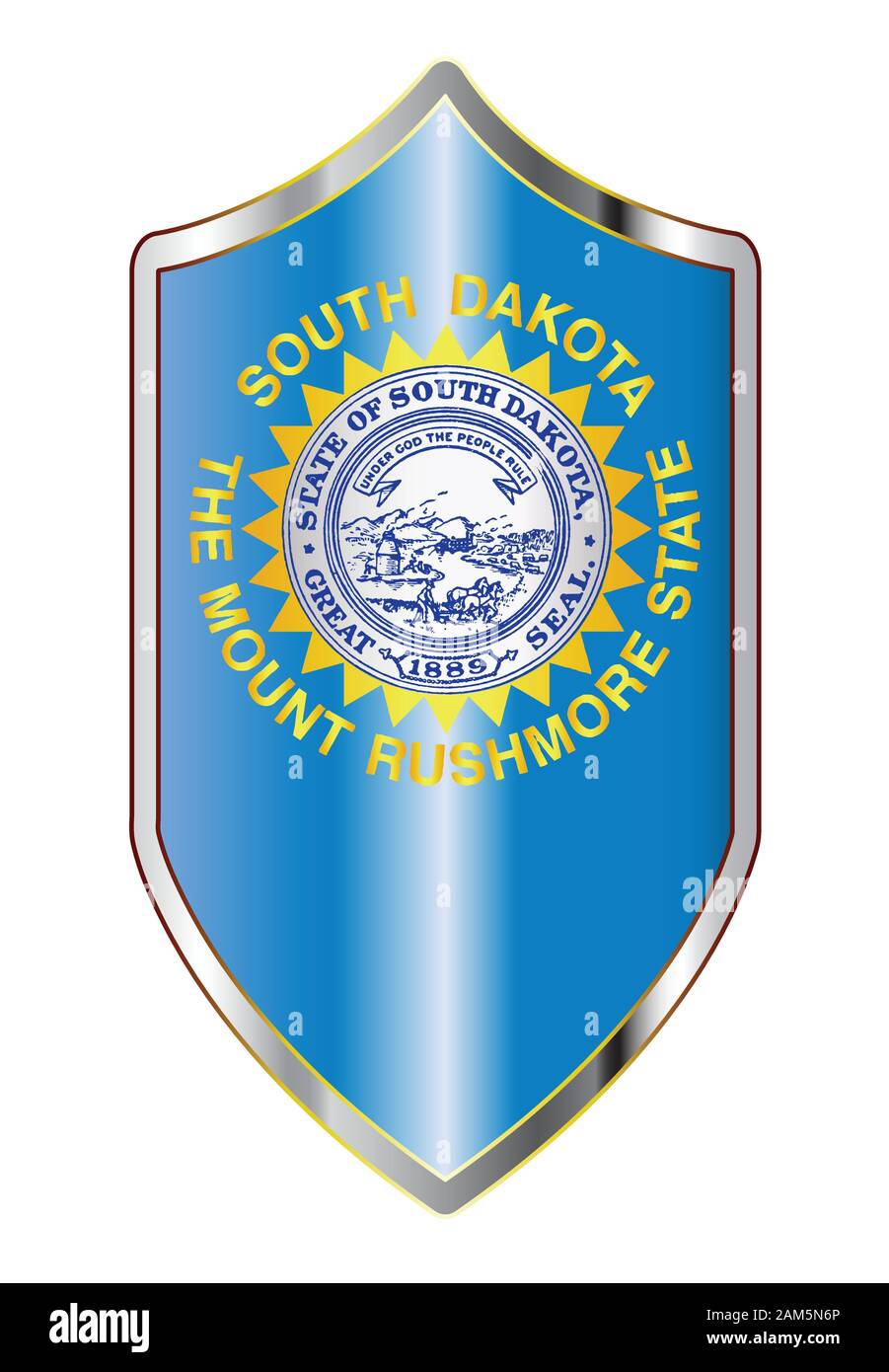 A typical crusader type shield with the state flag of South Dakota all ...