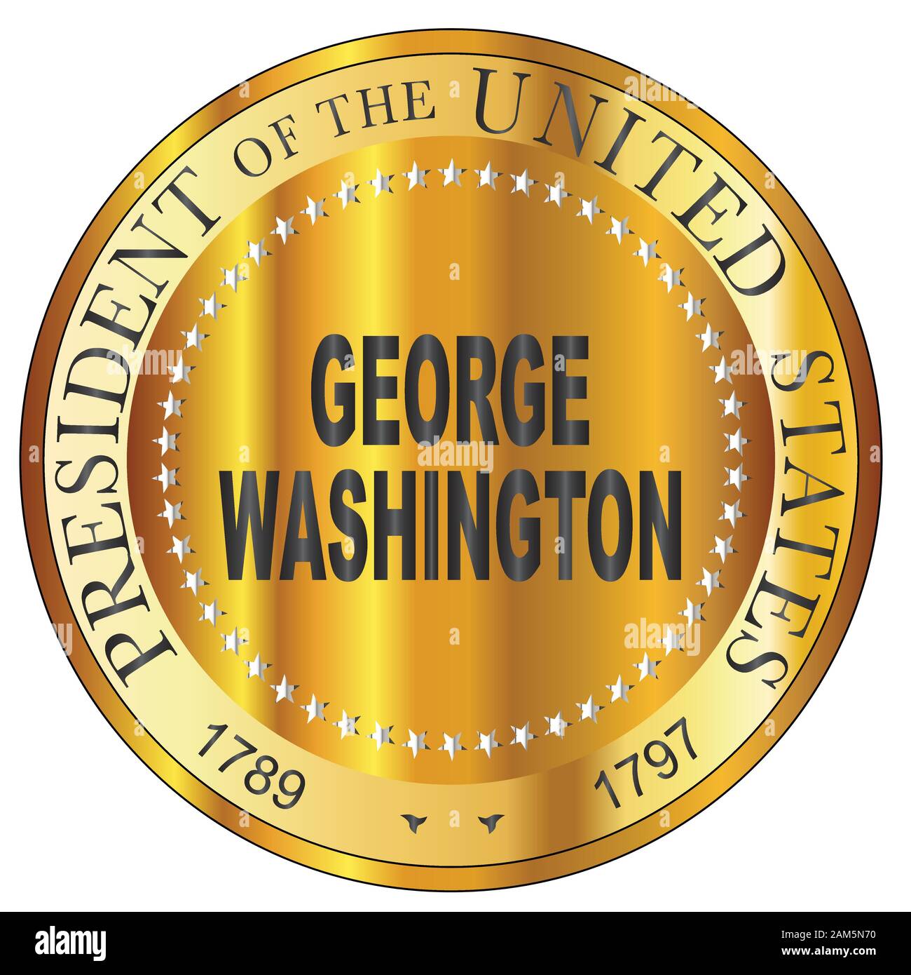 George Washington president of the United States of America round stamp ...