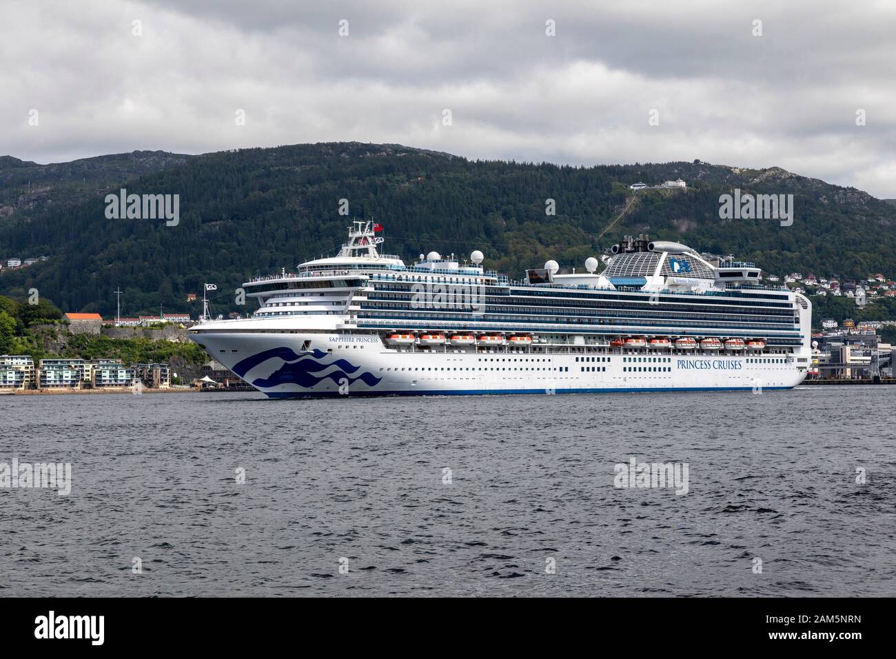 Cruise ship Sapphire Princess departing on a gray day from port of ...
