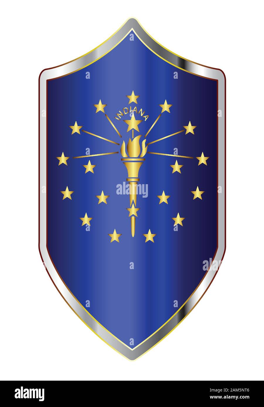 A typical crusader type shield with the state flag of Indiana all ...