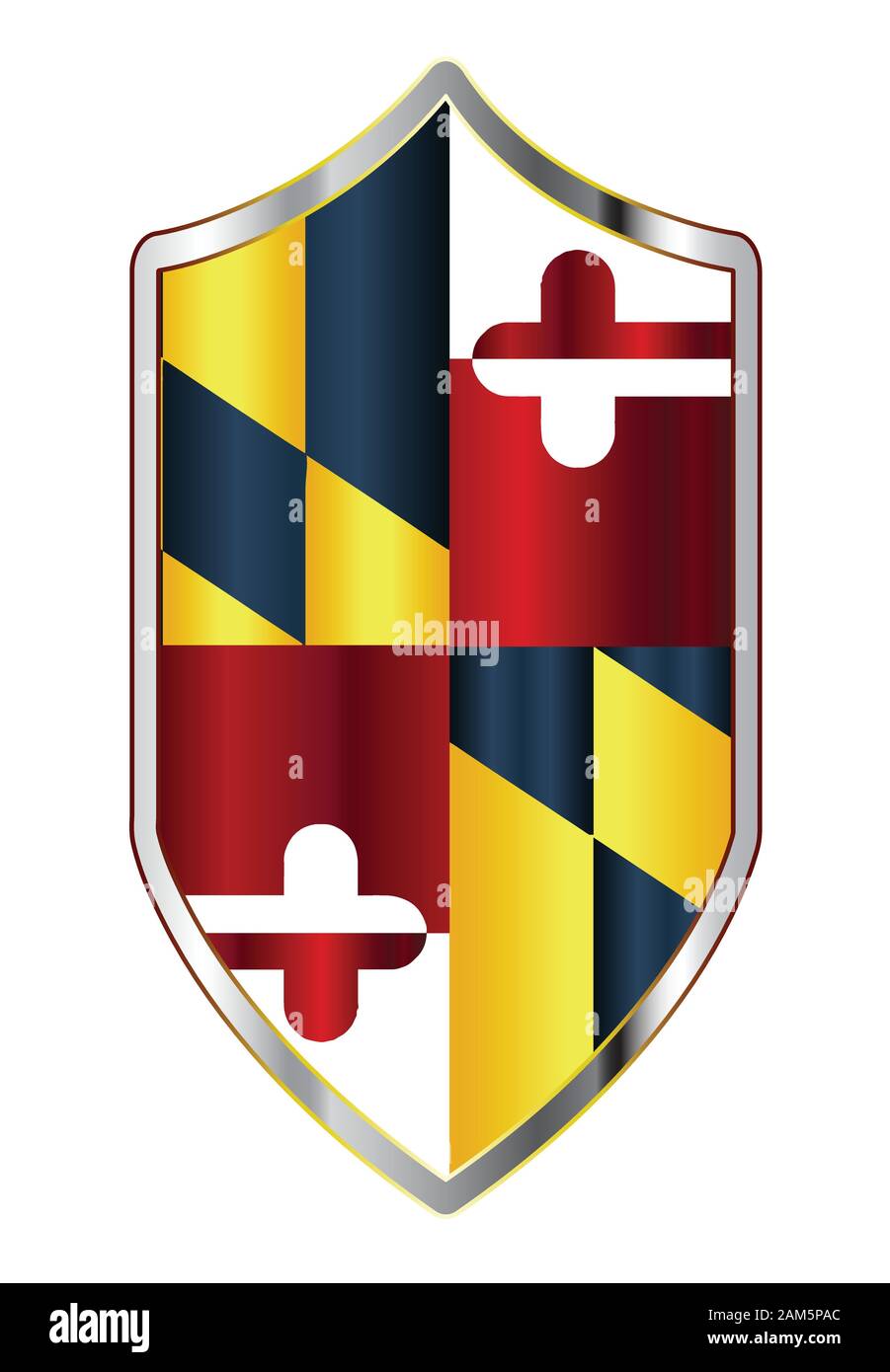 A typical crusader type shield with the state flag of Maryland all ...