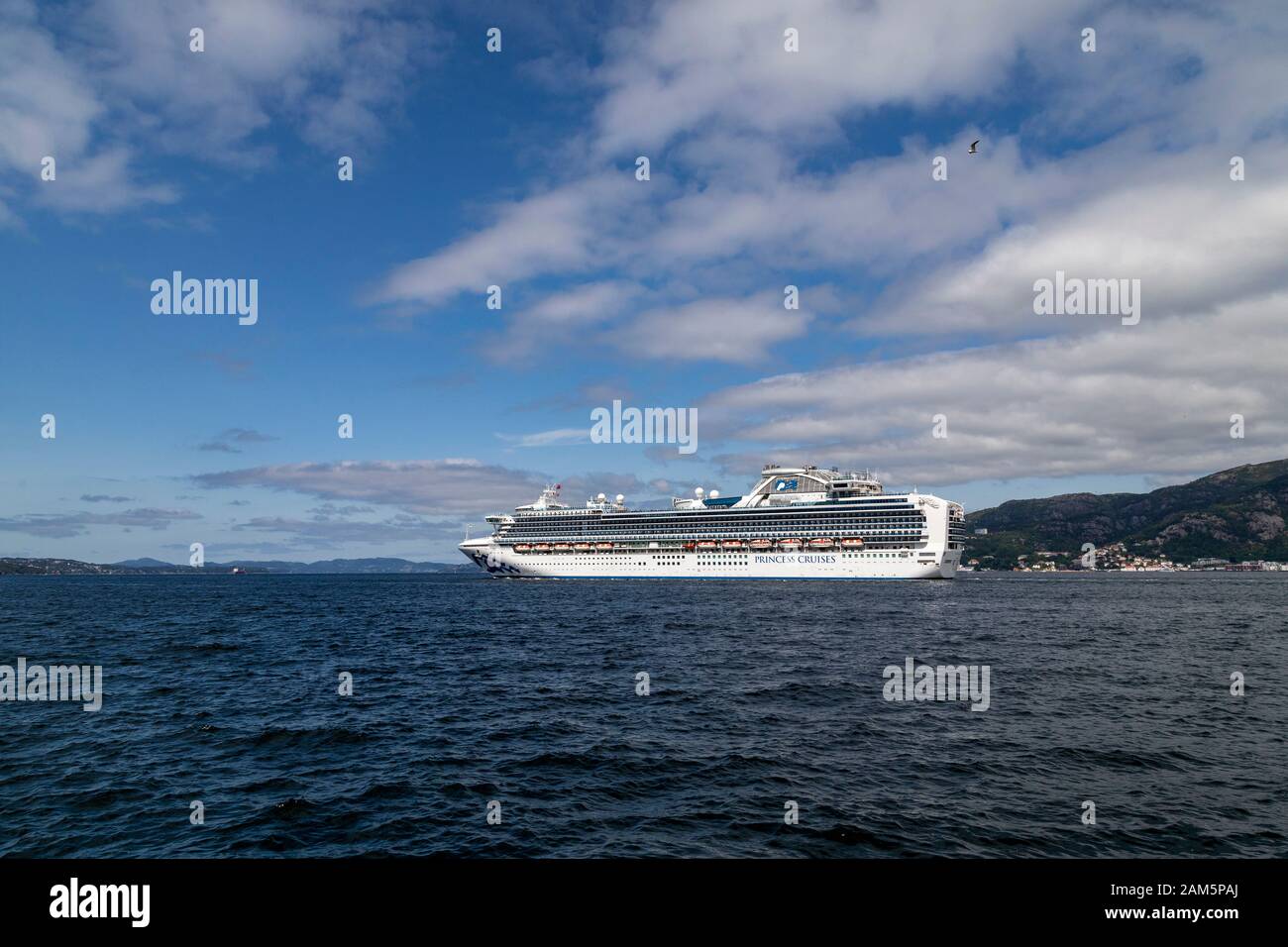 Cruise ship Sapphire Princess departing from port of Bergen, Norway ...