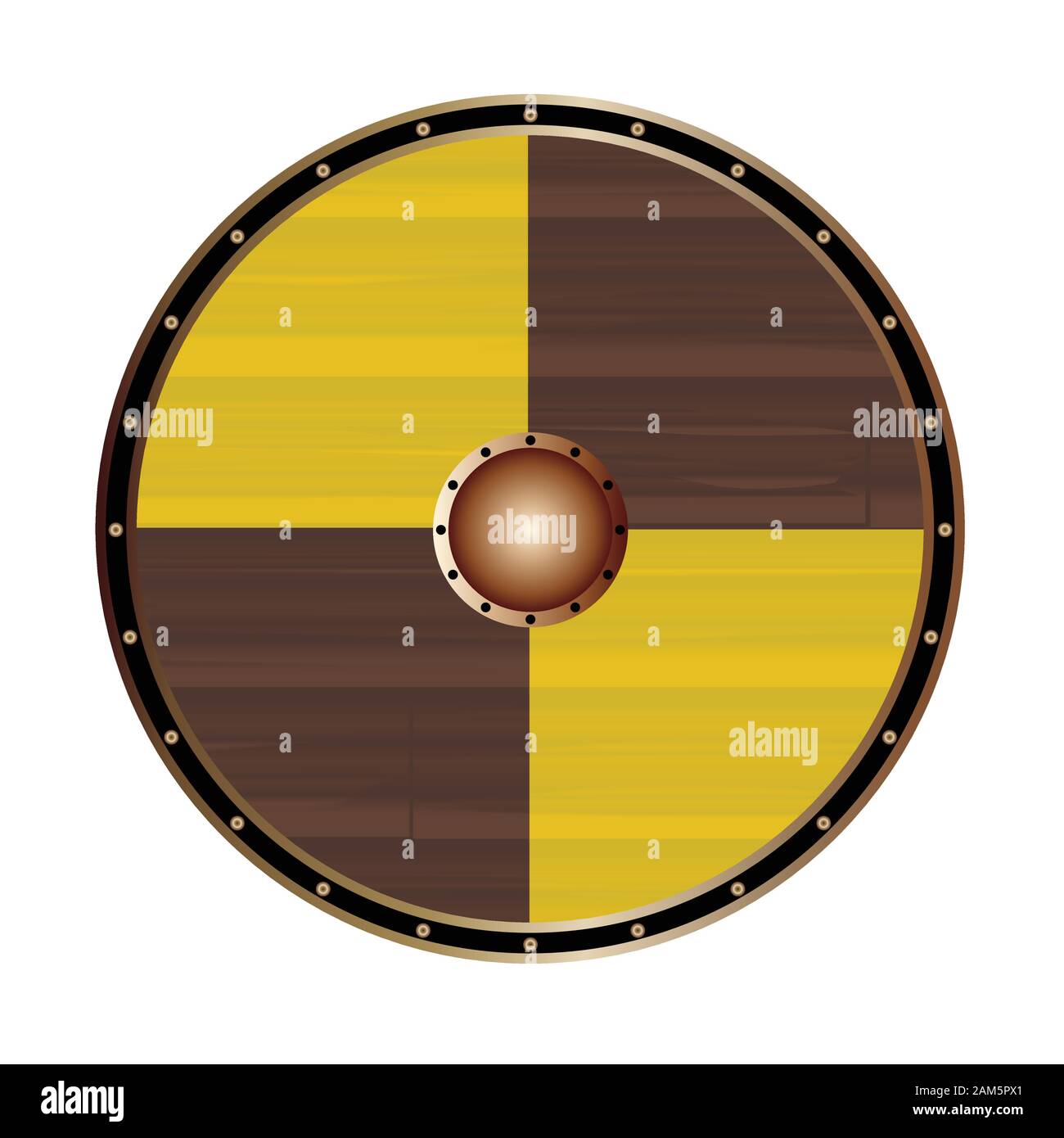 A round shield withsquares of the Surrey UK ancient town flag isolated ...