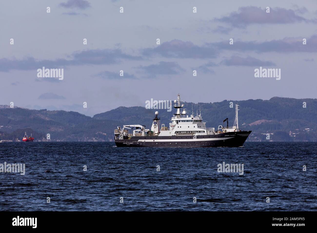 Fishery research and survey vessel Johan Hjort in Byfjorden, outside ...