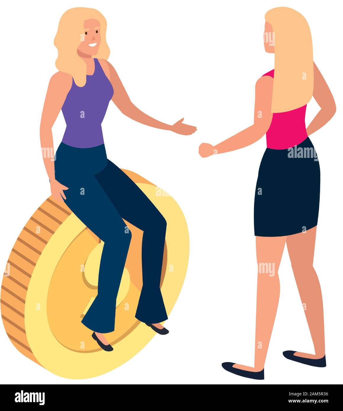beautiful women with coin isolated icon Stock Vector Image & Art - Alamy