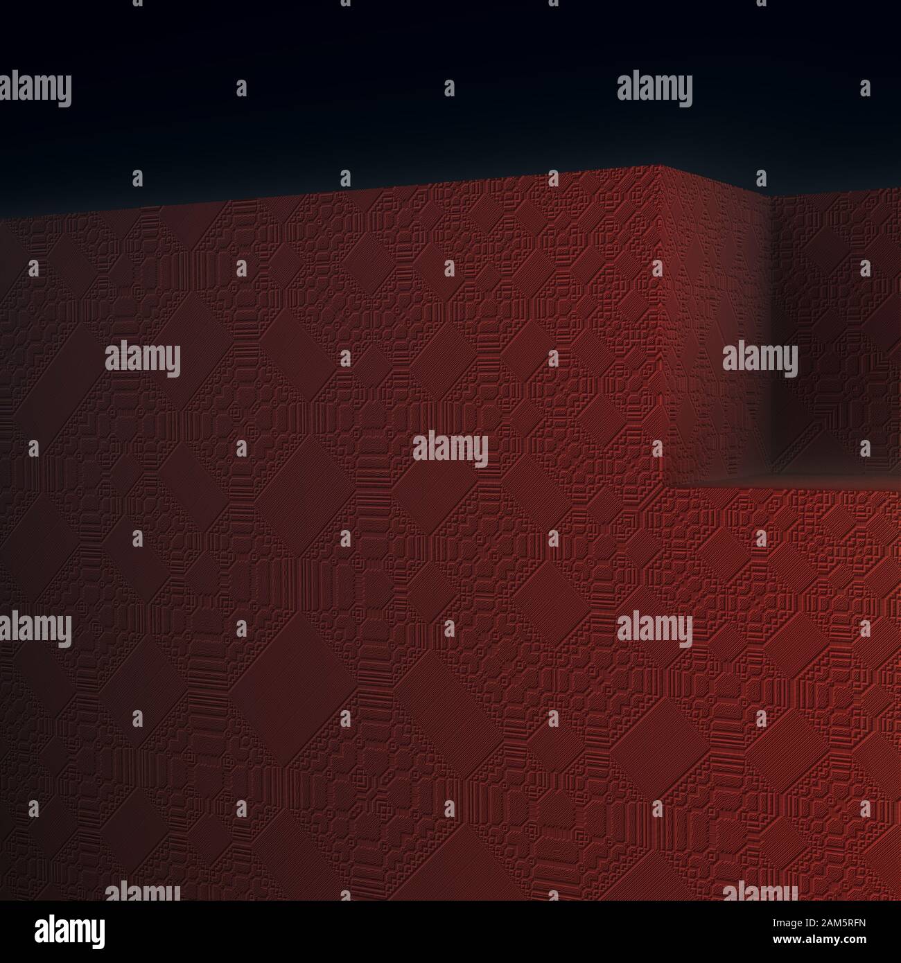 Fantasy landscape with a wall corner and a fractal relief surface. (3D ...