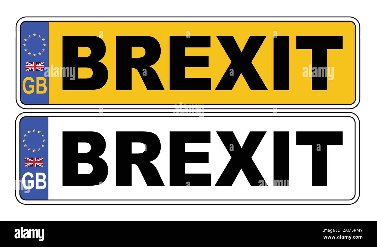 The UK Eu number plate front and rear over a white background with ...
