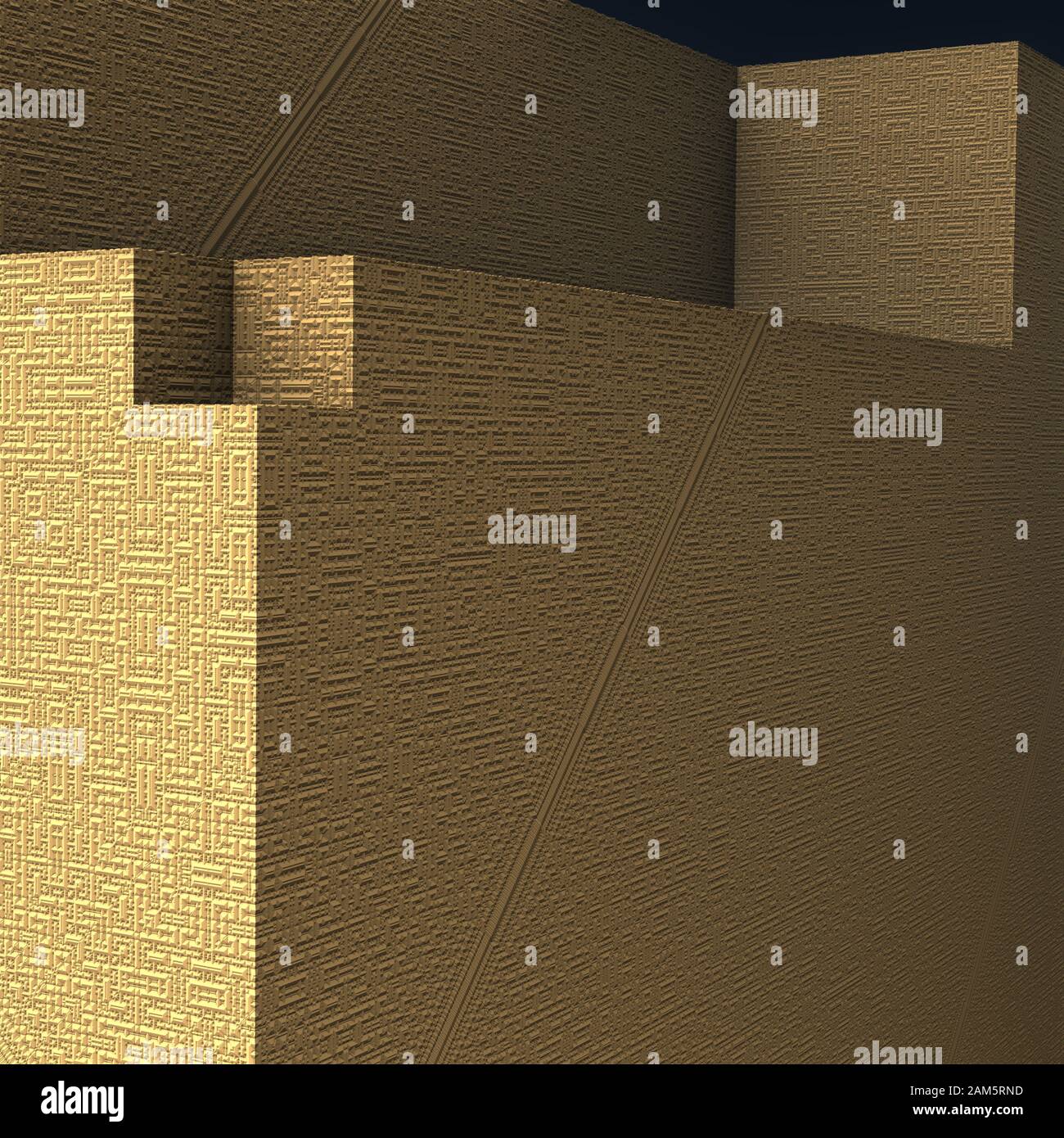 Fantasy landscape with a wall corner and a fractal relief surface. (3D ...