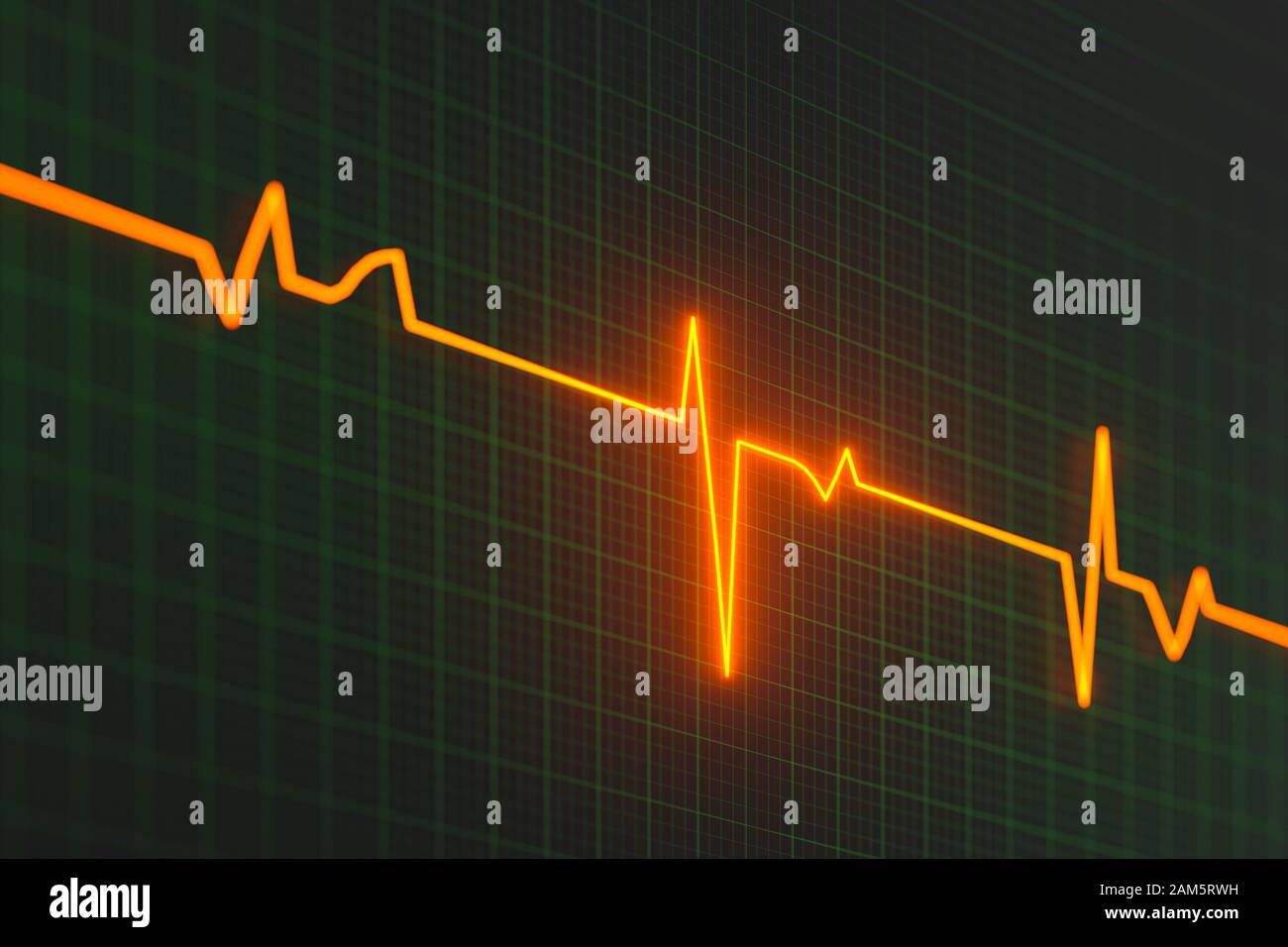 Glowing digital heartbeat line reflecting on the monitor, 3d rendering ...