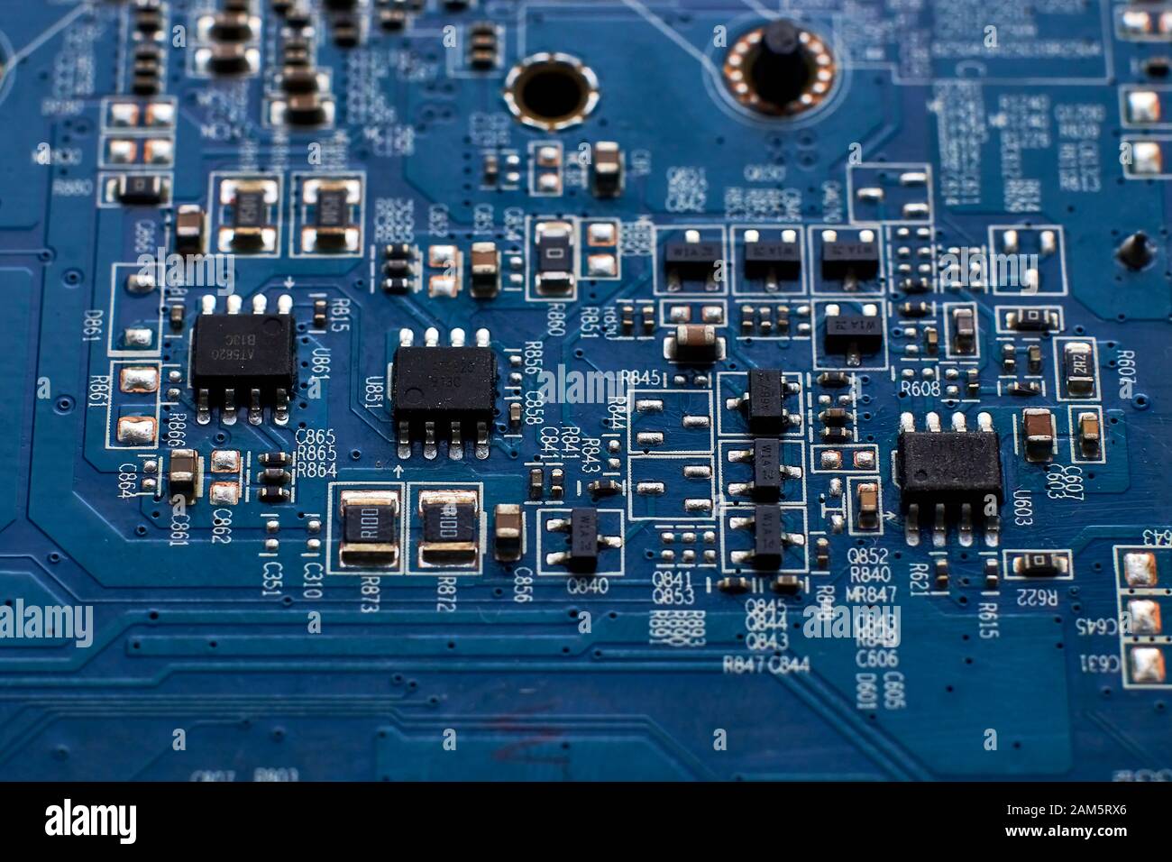 printed circuit Board with chips and radio components electronics Stock ...