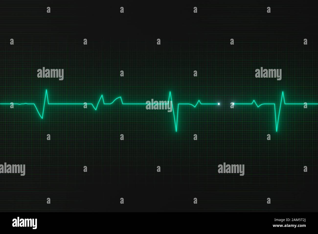 Glowing digital heartbeat line reflecting on the monitor, 3d rendering ...
